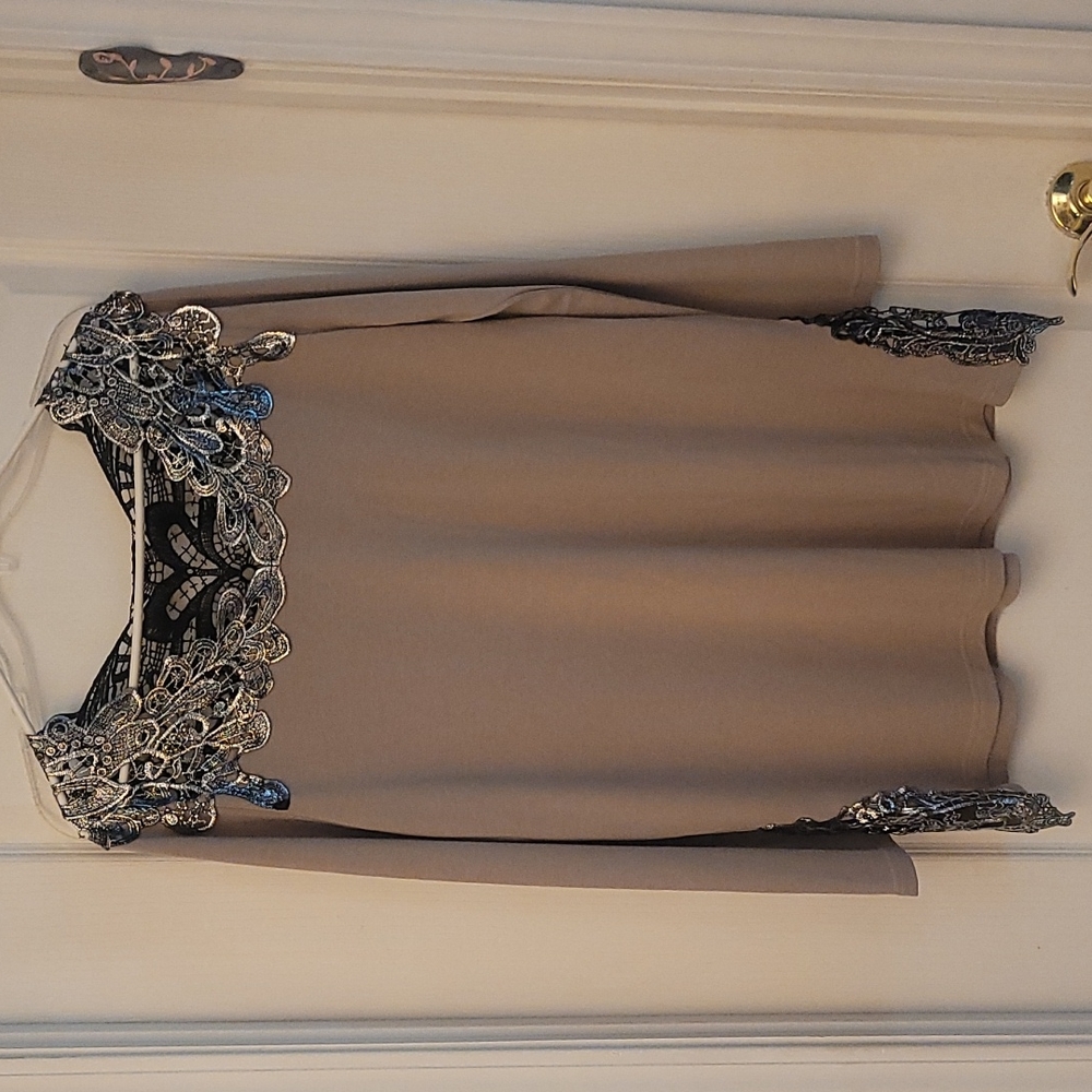 Euc Joan Boyce Metallic Lace Detailed Neutral Colored… - Gem